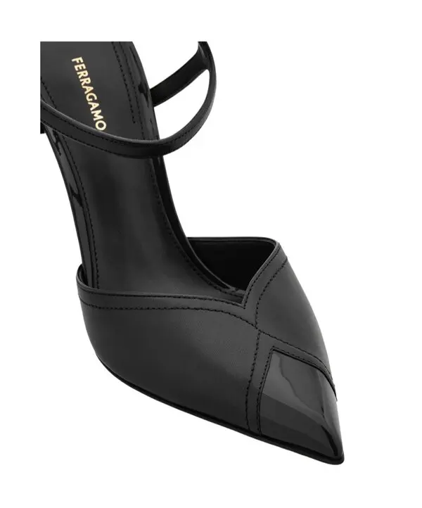 FERRAGAMO 95mm Leather Pointed Toe Pumps