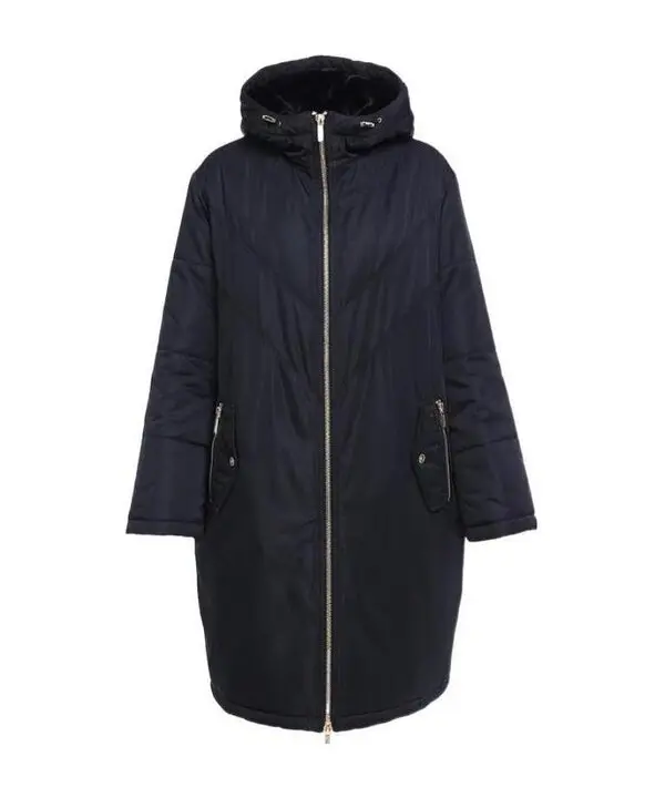 Versace Zipper Hooded Down Jacket With Fur Trim