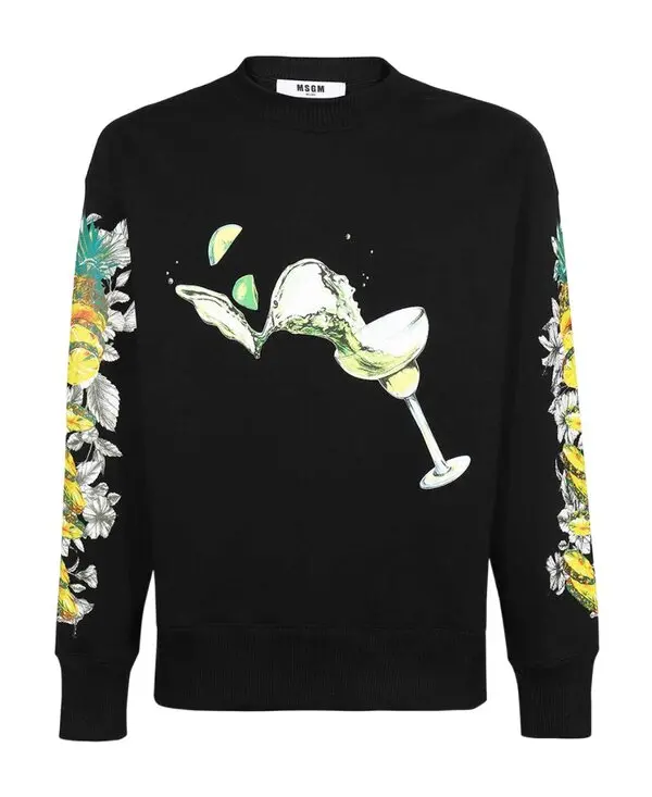 MSGM Graphic Print Crewneck Sweatshirt - Black