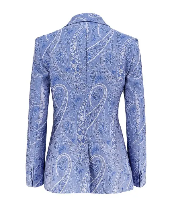 Etro Paisley Printed Tailored Jacket - Blue