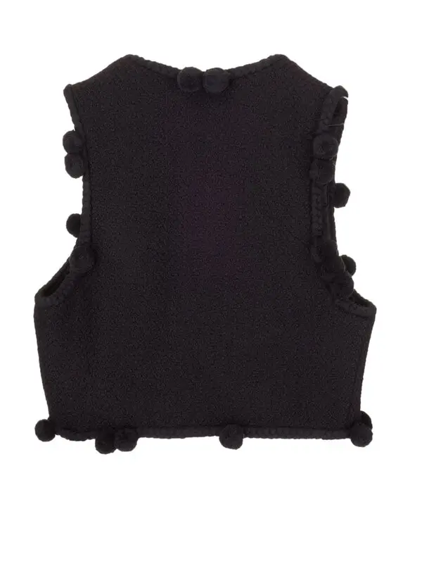 Celine Folk Vest In Braided Wool Tweed