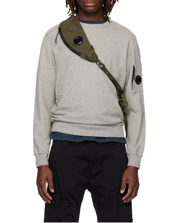 C.P. COMPANY Long-sleeved Crewneck Sweatshirt With Ribbed Hem - Grey