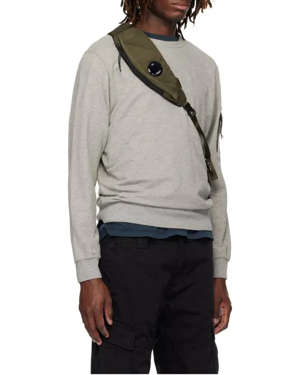 C.P. COMPANY Long-sleeved Crewneck Sweatshirt With Ribbed Hem - Grey