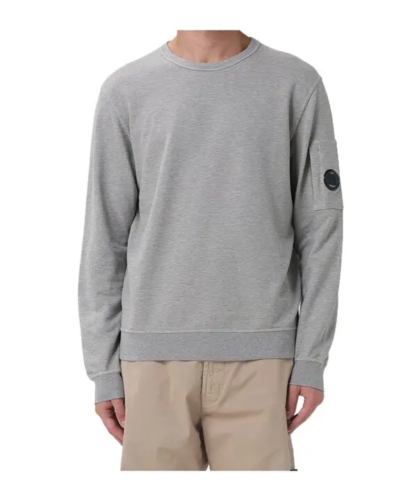 C.P. COMPANY Long-sleeved Crewneck Sweatshirt With Ribbed Hem - Grey