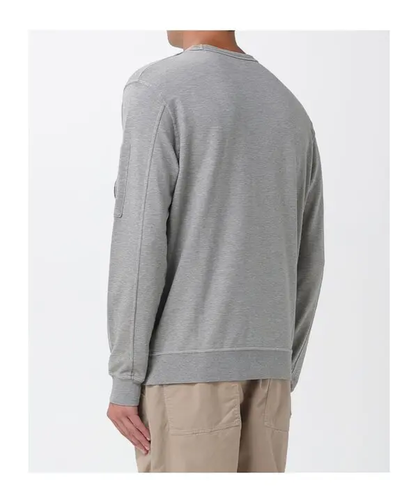 C.P. COMPANY Long-sleeved Crewneck Sweatshirt With Ribbed Hem - Grey