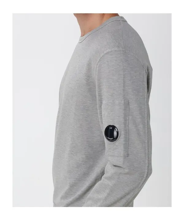 C.P. COMPANY Long-sleeved Crewneck Sweatshirt With Ribbed Hem - Grey