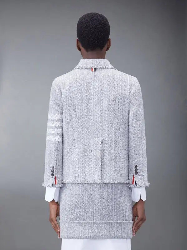 Thom Browne Tweed Fray 4-bar Cropped Sack Jacket