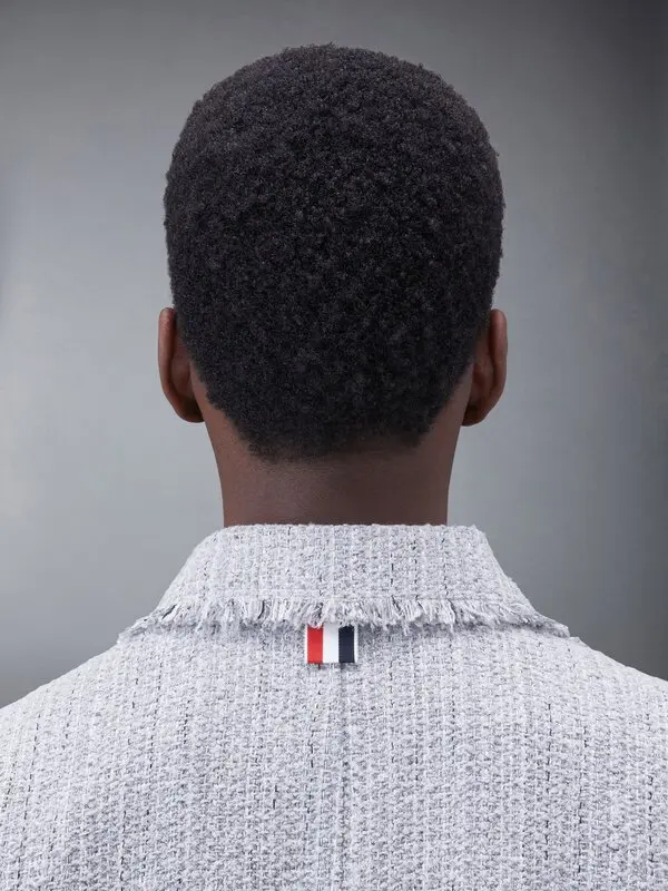 Thom Browne Tweed Fray 4-bar Cropped Sack Jacket