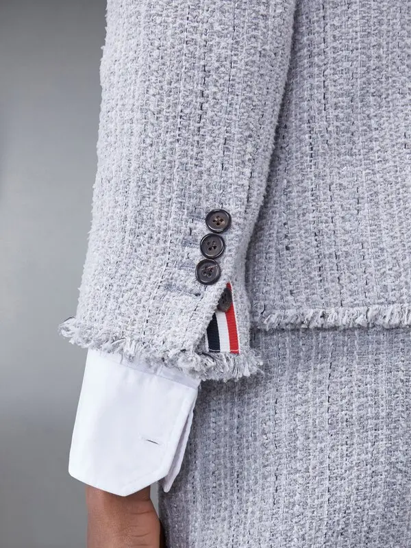 Thom Browne Tweed Fray 4-bar Cropped Sack Jacket