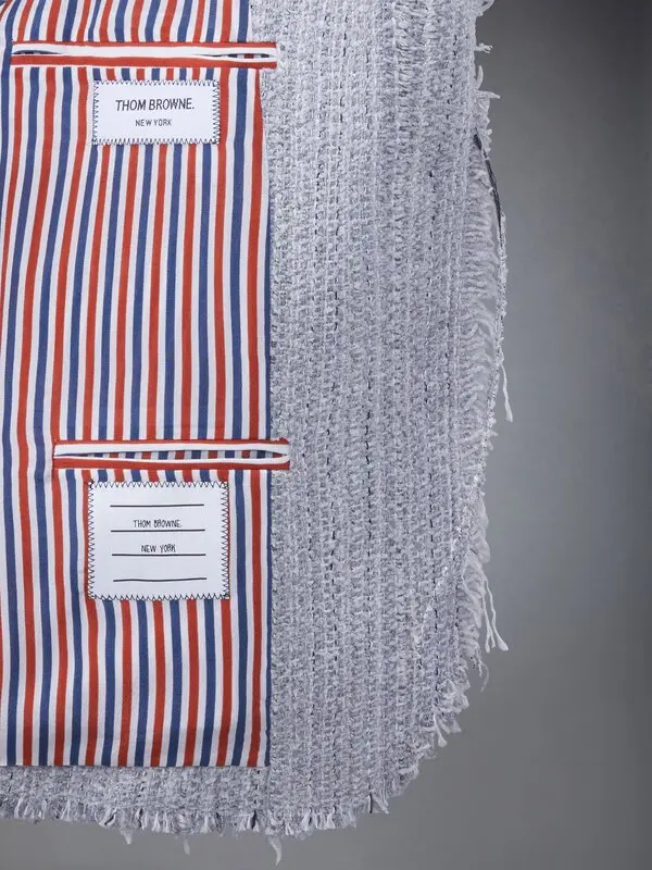 Thom Browne Tweed Fray 4-bar Cropped Sack Jacket