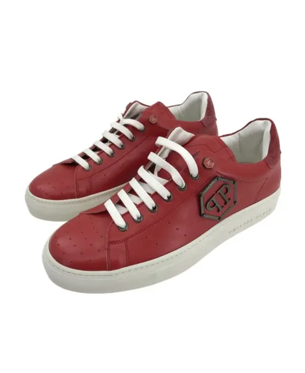 Philipp Plein Logo Detail Lace-up Sneakers - Red