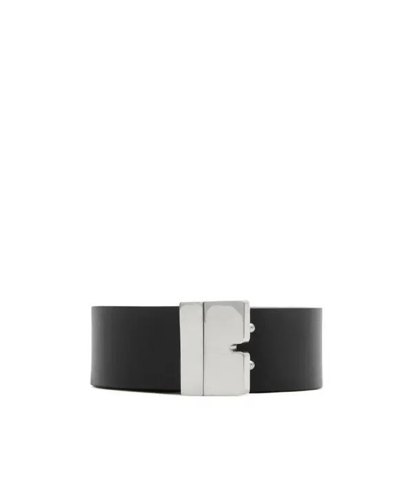 Burberry B-cut Buckled Reversible Belt - Black/silver