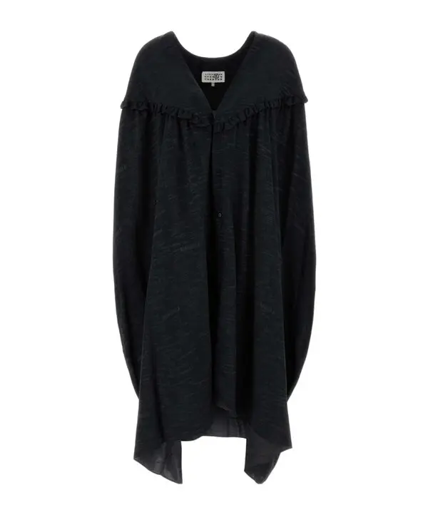 MAISON MARGIELA V-neck Midi Dress With Cape Sleeves