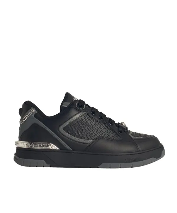 Versace Logo-embossed Lace-up Sneakers - Black