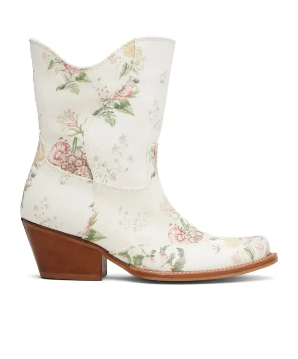 OPEN YY Floral Print Block Heel Boots