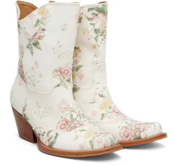 OPEN YY Floral Print Block Heel Boots