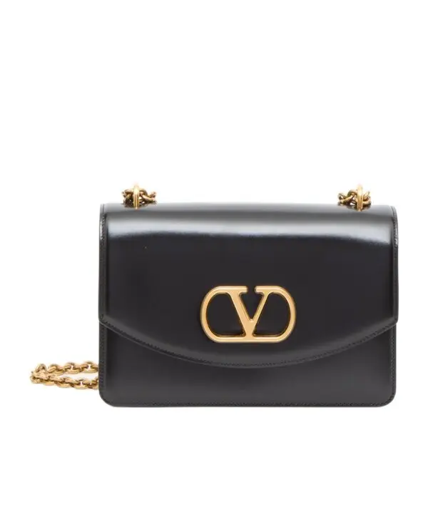 Valentino Garavani Flap Shoulder Bag With Chain Strap And Logo Detail - Black
