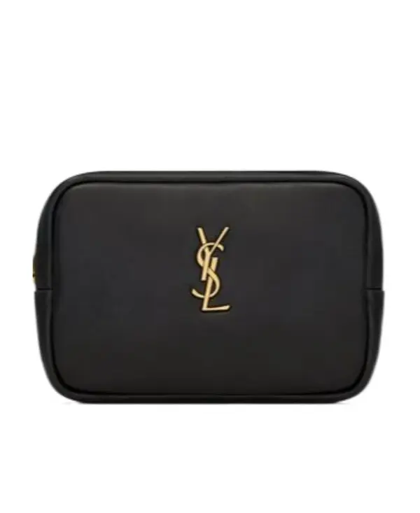 Saint Laurent Calypso Logo Plaque Mini Cosmetic Pouch - Black