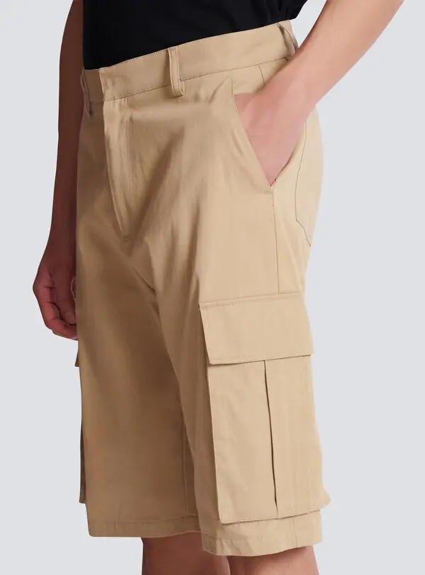 Balmain Cotton Canvas Cargo Bermuda Shorts - Beige