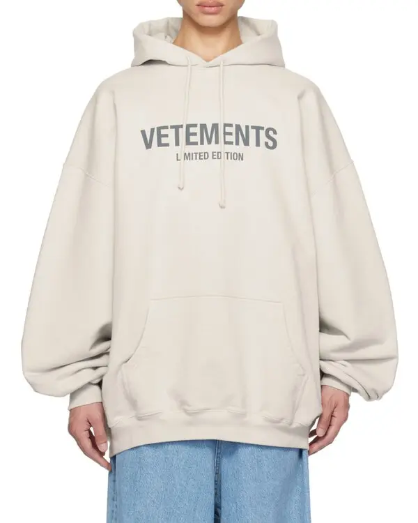 Vetements Logo-print Drawstring Hoodie - Pink