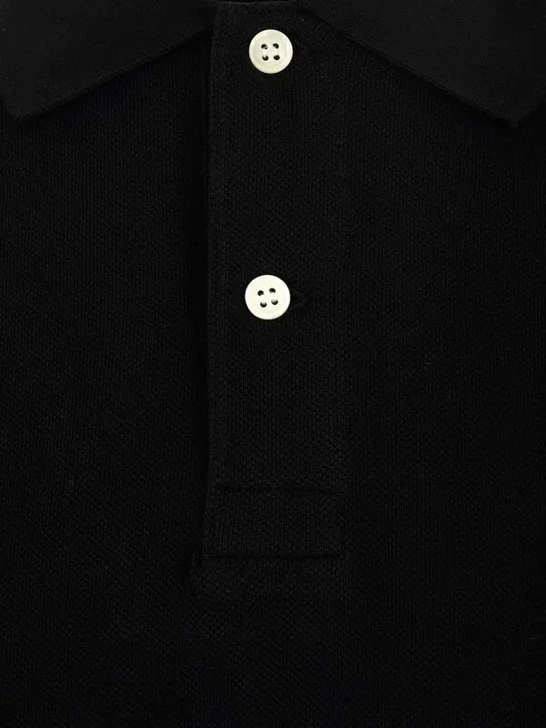 Play Comme Des Garcon Comme Des Garçons Play Logo Embroidered Buttoned Polo Shirt - Black