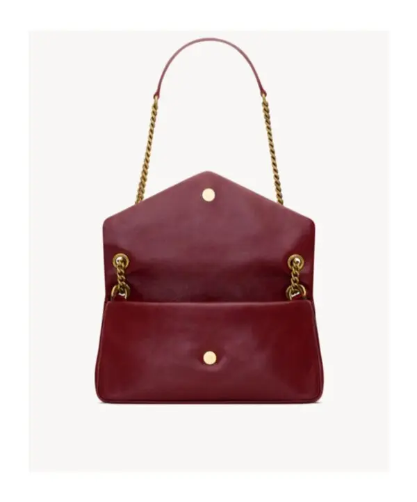 Saint Laurent Calypso Foldover Top Small Shoulder Bag - Ruby