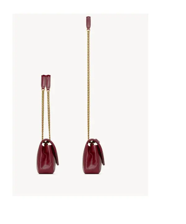 Saint Laurent Calypso Foldover Top Small Shoulder Bag - Ruby