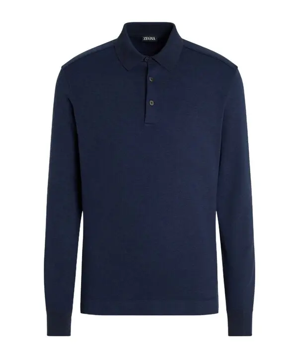 Zegna Long-sleeve Polo Shirt - Dark Blue