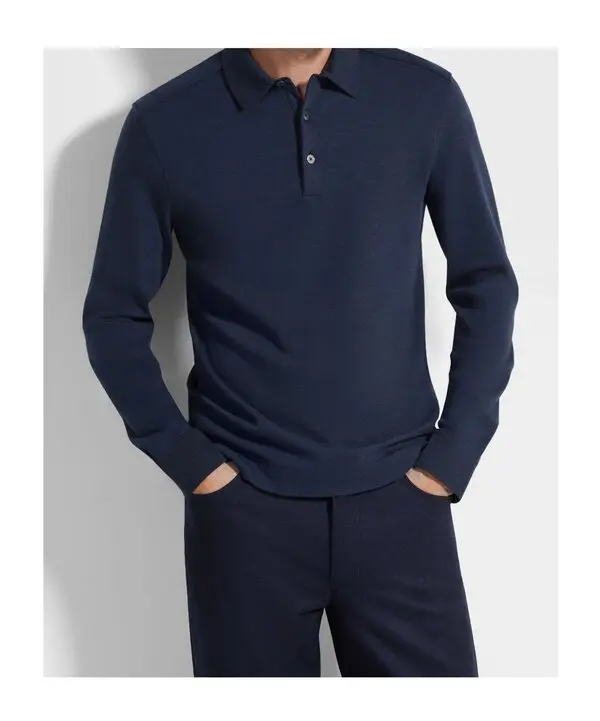 Zegna Long-sleeve Polo Shirt - Dark Blue