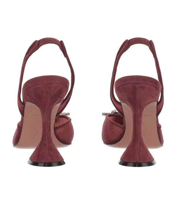 Amina Muaddi Pointed Toe Slingback Pumps With Embellished Detail