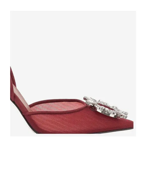 Amina Muaddi Pointed Toe Slingback Pumps With Embellished Detail