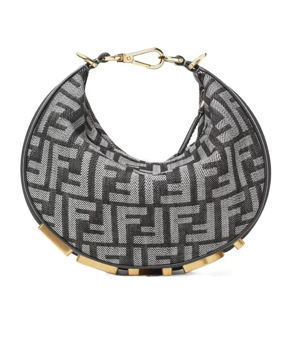 Fendi Ff Jacquard Mini Hobo Bag - Blue