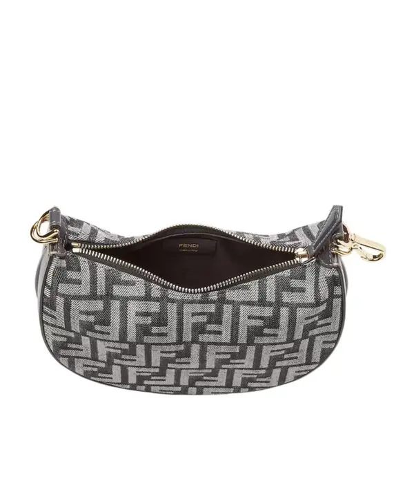Fendi Ff Jacquard Mini Hobo Bag - Blue