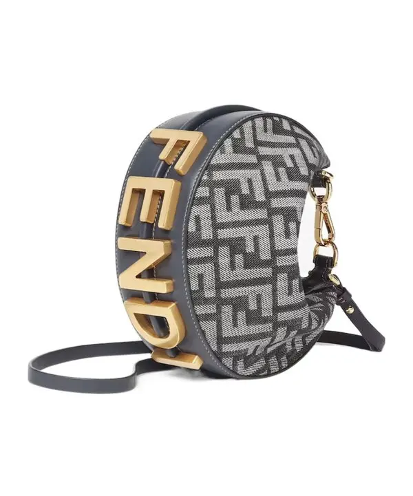 Fendi Ff Jacquard Mini Hobo Bag - Blue