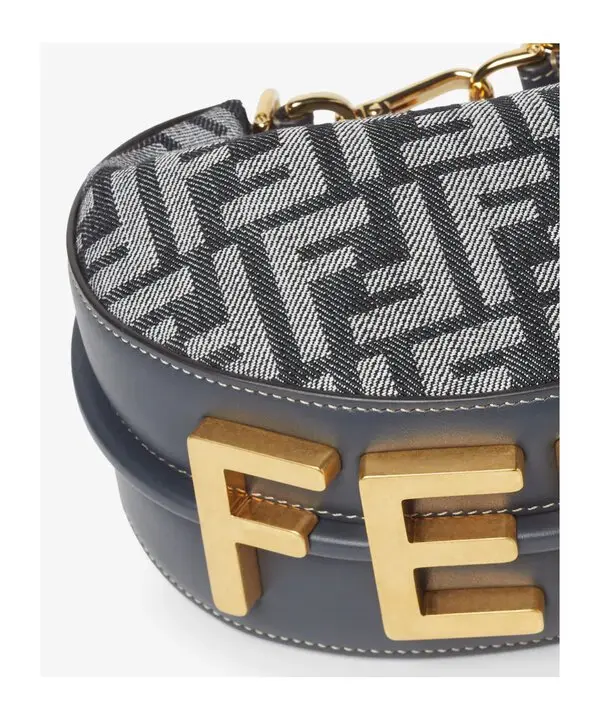 Fendi Ff Jacquard Mini Hobo Bag - Blue