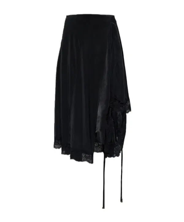 Vetements Asymmetrical Lace-trim Skirt - Black