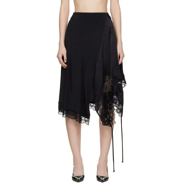 Vetements Asymmetrical Lace-trim Skirt