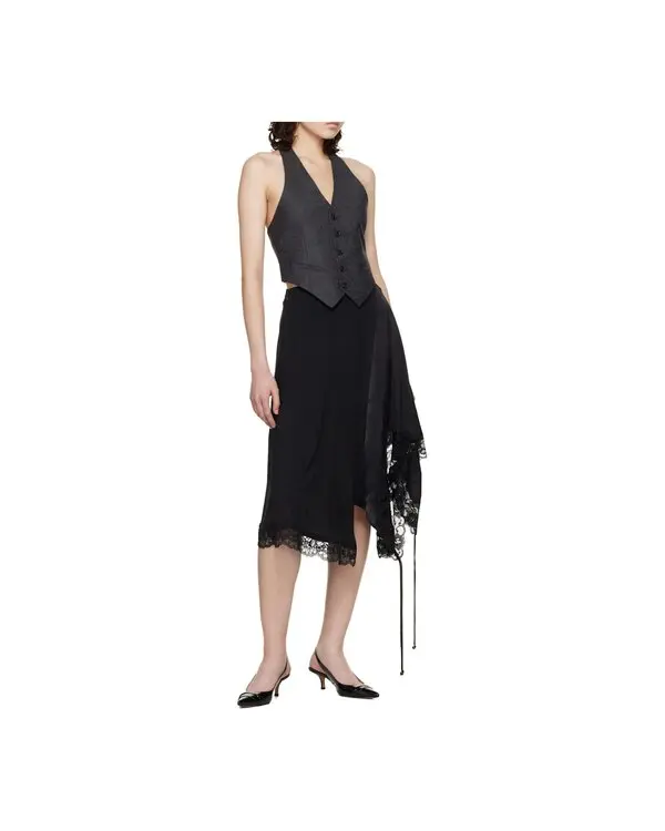 Vetements Asymmetrical Lace-trim Skirt