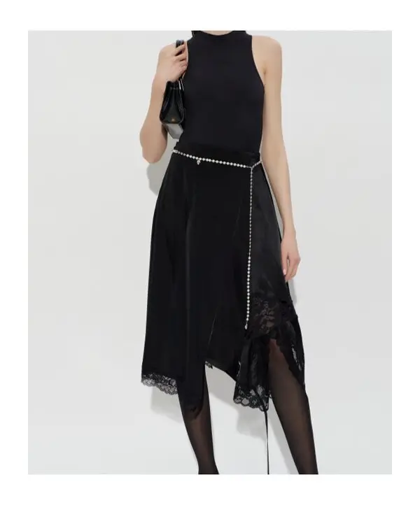 Vetements Asymmetrical Lace-trim Skirt