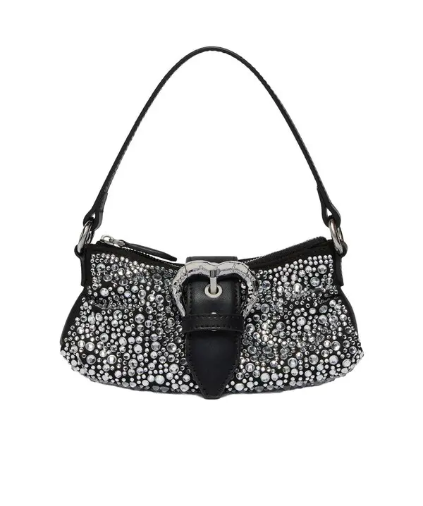 Pinko Embellished Buckle Detailed Shoulder Bag - Black