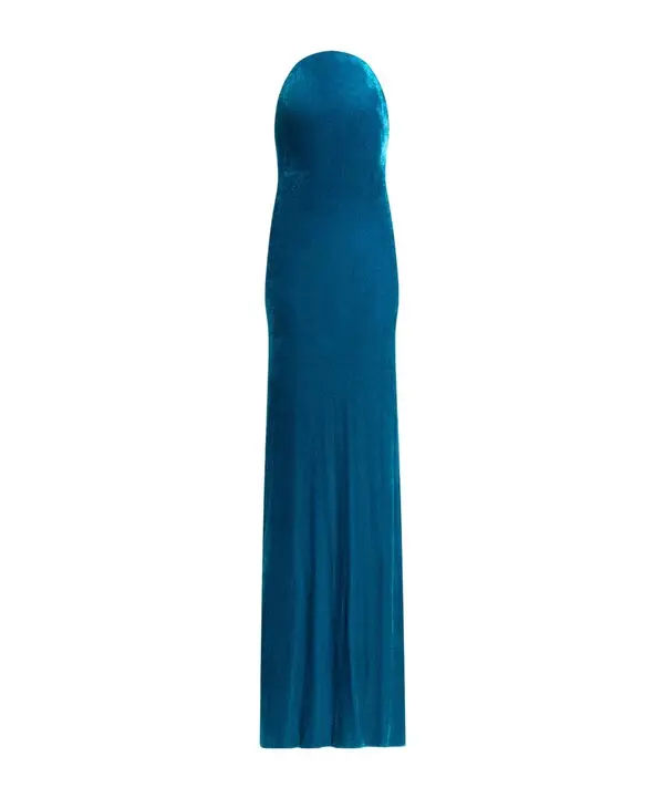 Alaïa Sculpture Velvet Gown - Blue
