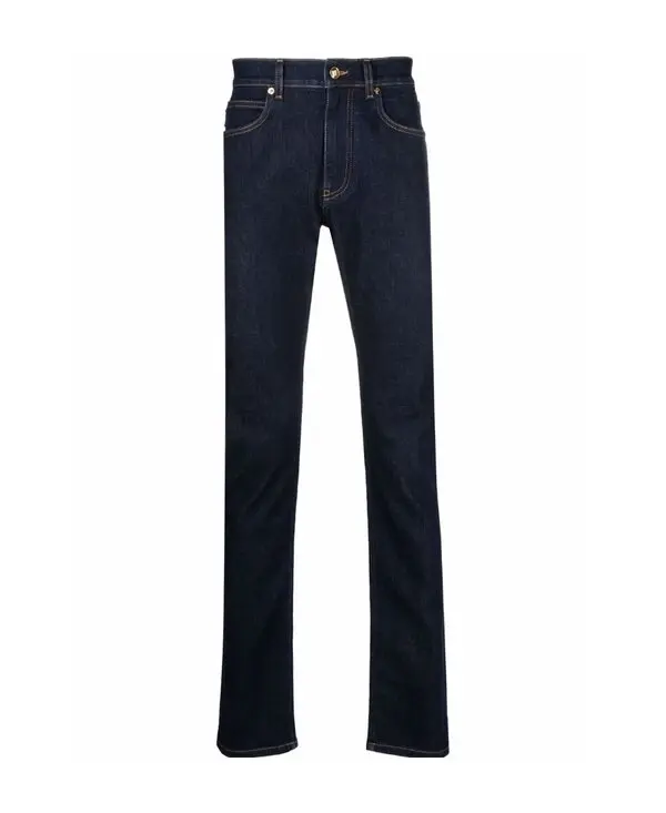 Versace Logo Patch Slim Cut Jeans - Black