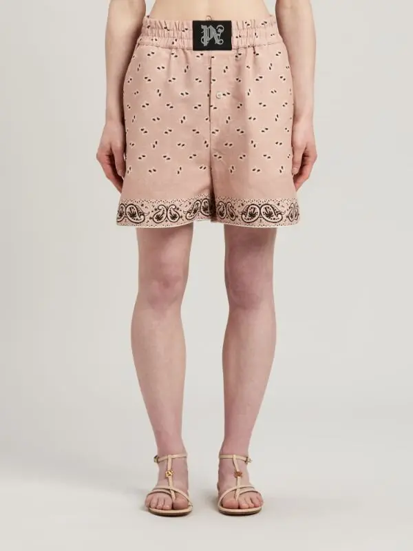 Palm Angels Paisley Printed Elastic Waist Shorts