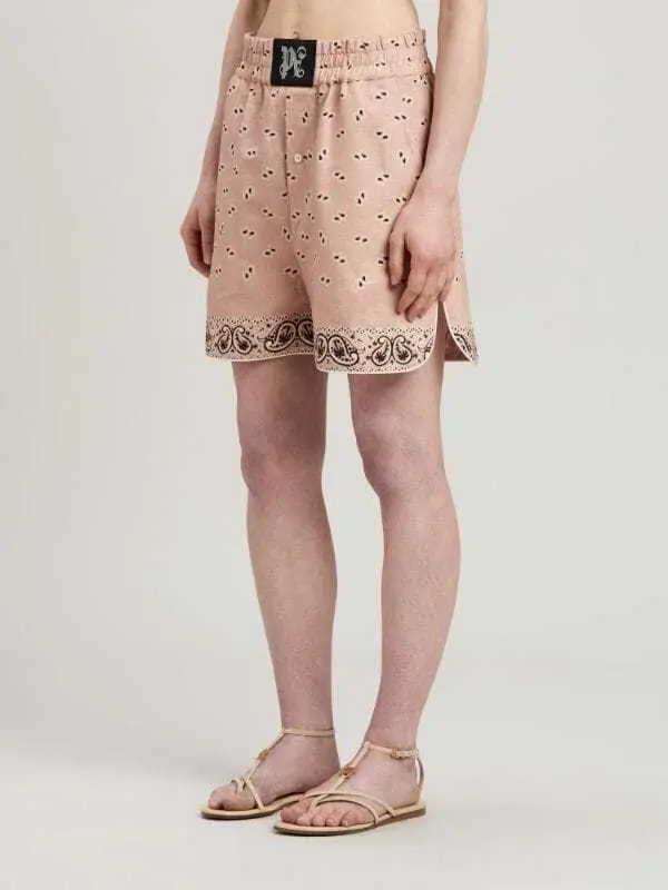 Palm Angels Paisley Printed Elastic Waist Shorts