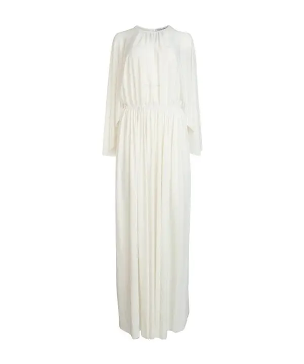 Dior Long Sleeve Maxi Dress With Back Straps And Pleated Details - No
