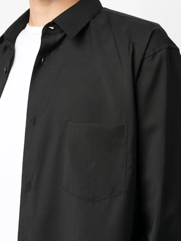 Comme Des Garçons Curved-hem Wool Shirt - Black