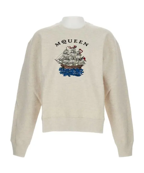 Alexander McQueen Crewneck Sweatshirt With Printed Cotton