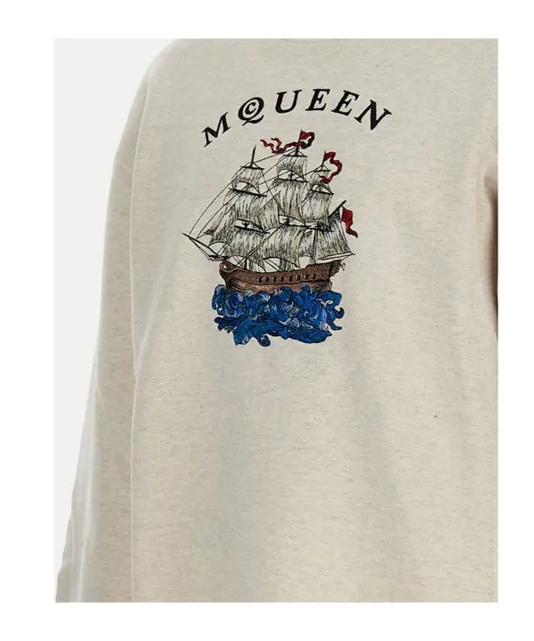 Alexander McQueen Crewneck Sweatshirt With Printed Cotton