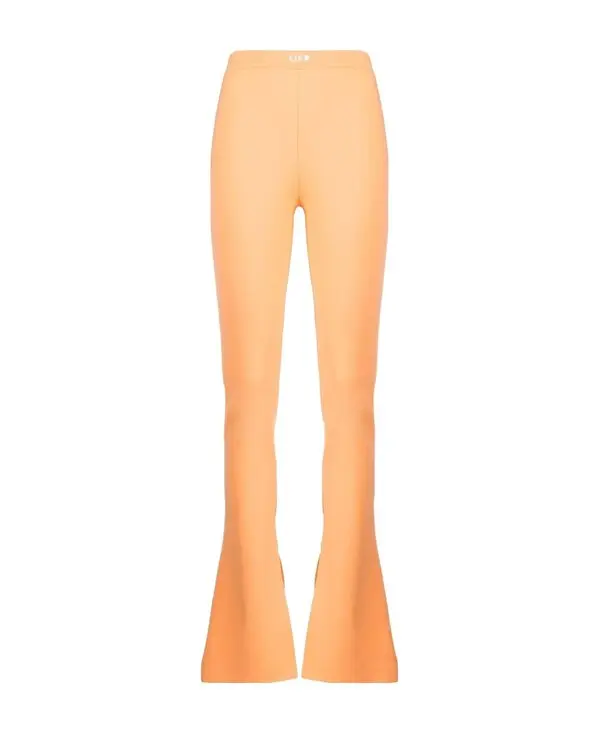 Off-White High Waisted Split Flared Leggings - Nude