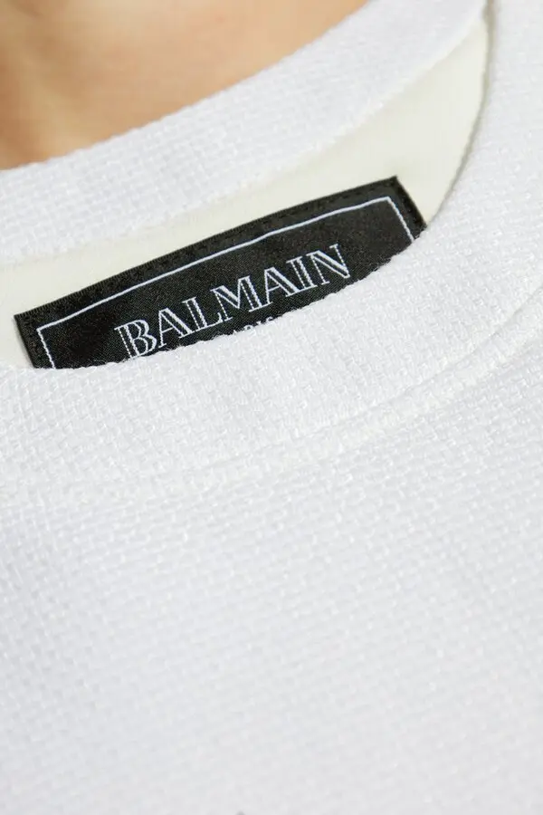 Balmain Sleeveless Pleated Mini Dress - White